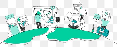 Green hand drawn teamwork transparent | Premium PNG Sticker - rawpixel