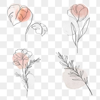 Flowers png pastel and black | Premium PNG - rawpixel