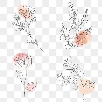 Flowers png pastel and black | Premium PNG - rawpixel