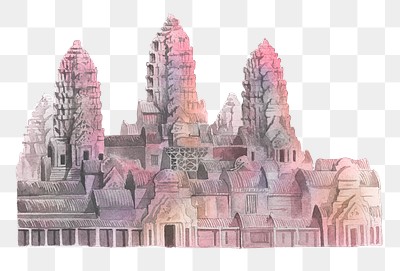Angkor Wat png watercolor illustration, | Premium PNG - rawpixel