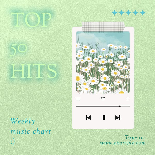 Music playlist Instagram post template, | Premium Editable Template ...