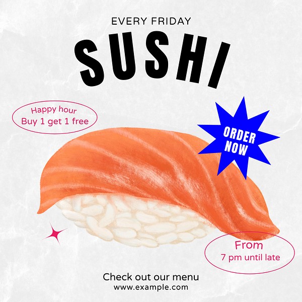 Sushi Instagram post template, editable | Premium Editable Template ...