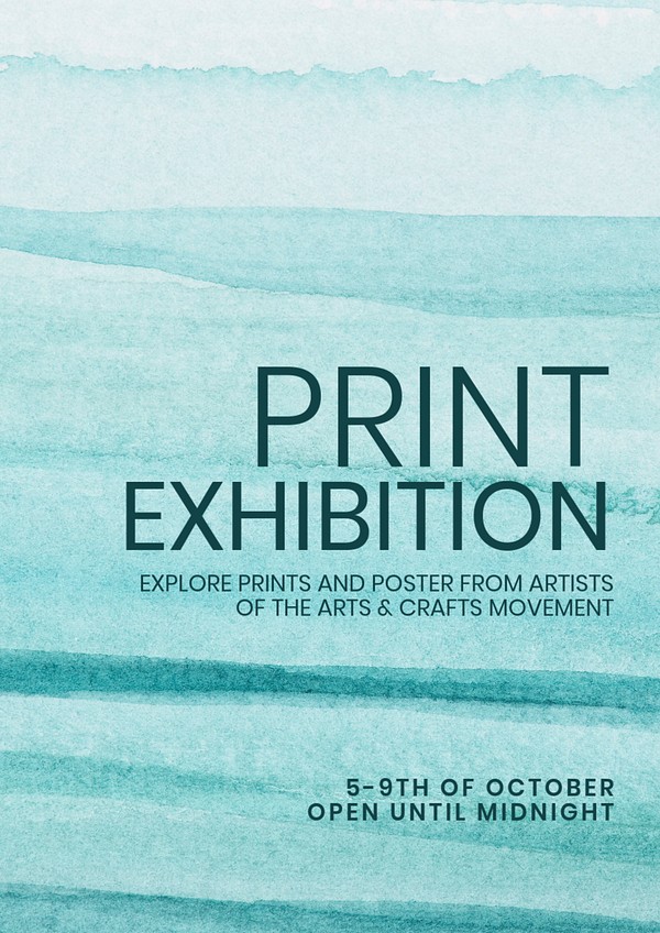 Print exhibition poster template, blue | Free Editable Template - rawpixel