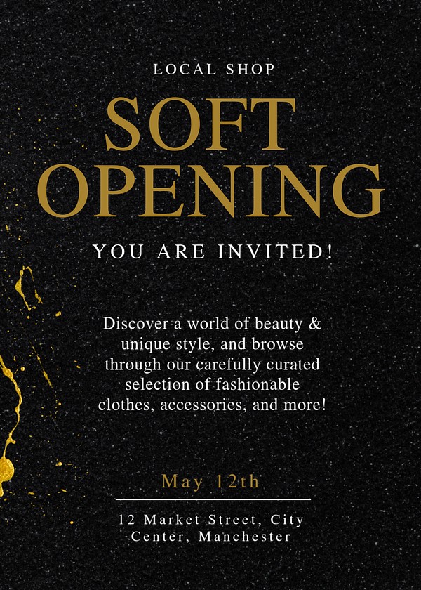 Soft opening invitation template, editable | Free Editable Template ...