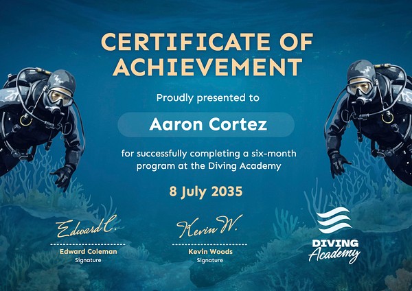 Diving certificate achievement template, editable | Premium Editable ...