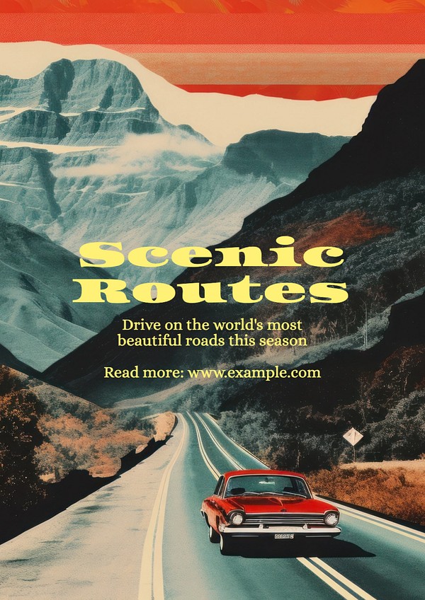 Scenic routes poster template, editable | Premium Editable Template ...