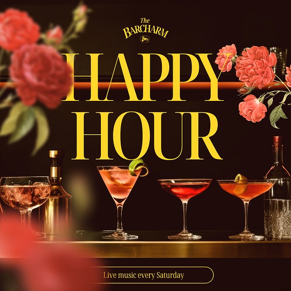 Happy hour Instagram post template, | Premium Editable Template - rawpixel