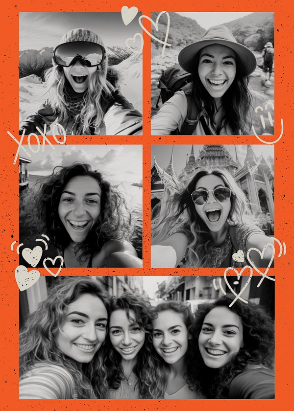 Orange friendship photo collage, editable | Premium Photo Collage Maker ...