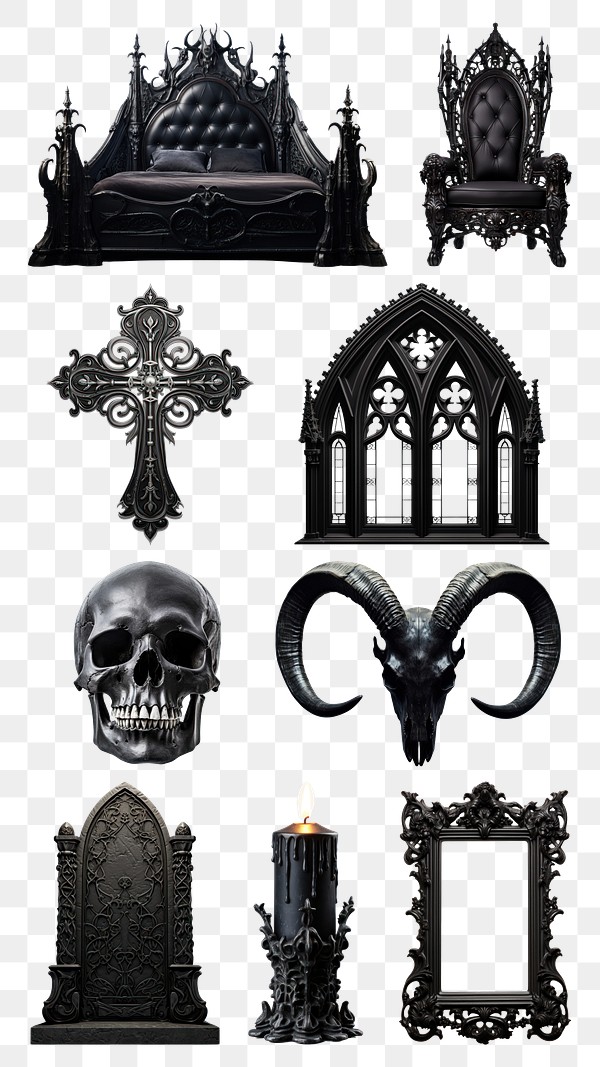 PNG Gothic object element set, | Premium PNG - rawpixel