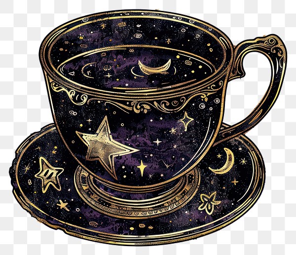 PNG Celestial-themed tea cup illustration | Premium PNG - rawpixel
