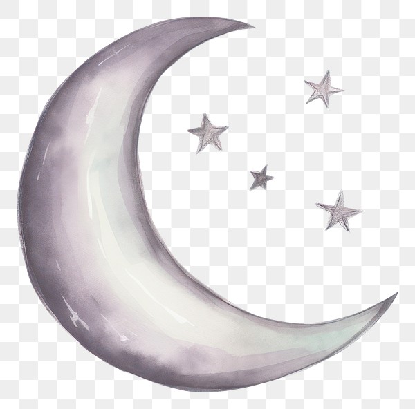 PNG Watercolor crescent moon stars, | Premium PNG - rawpixel