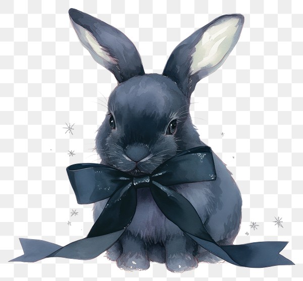 PNG Cute bunny black bow | Free PNG - rawpixel