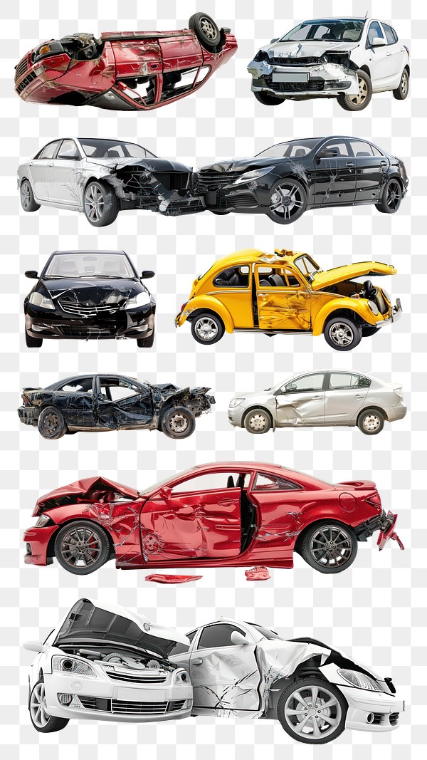 PNG crashed car element set, | Premium PNG - rawpixel