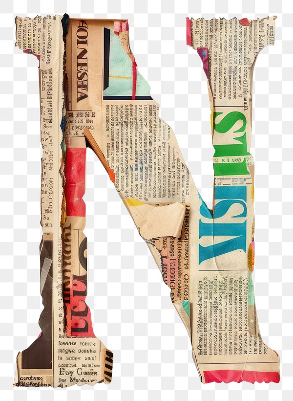 Magazine paper letter N collage | Free PNG - rawpixel