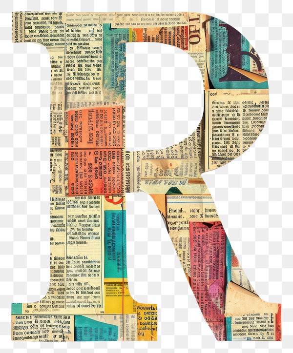 Magazine paper letter R collage | Free PNG - rawpixel