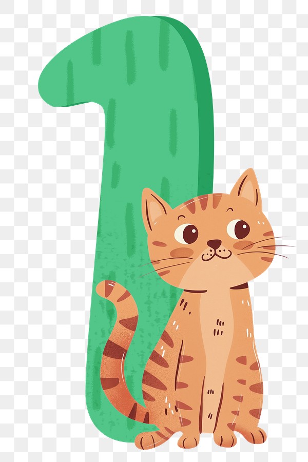 Number 1 png cat character | Premium PNG - rawpixel