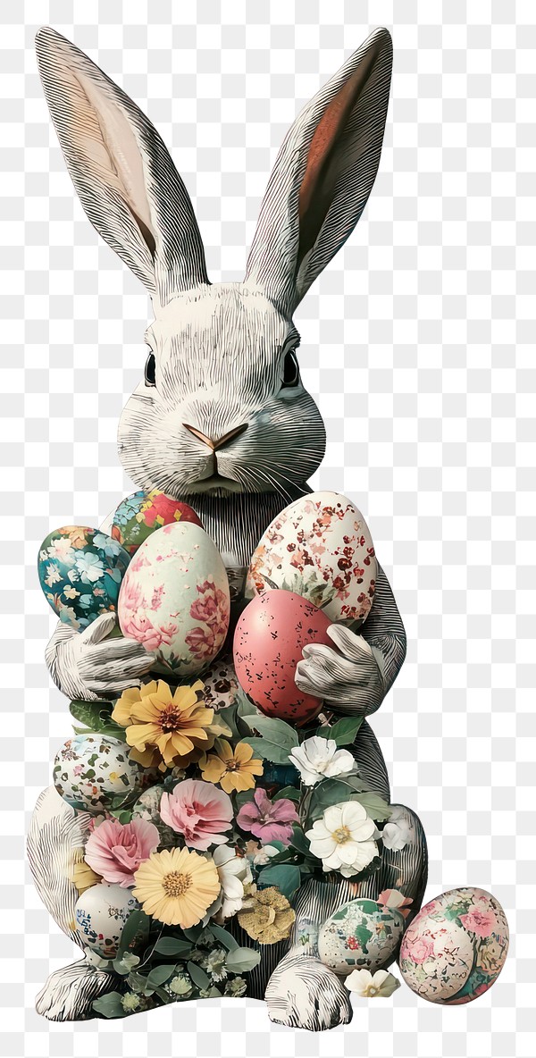 PNG Flower Collage Easter bunny | Premium PNG - rawpixel