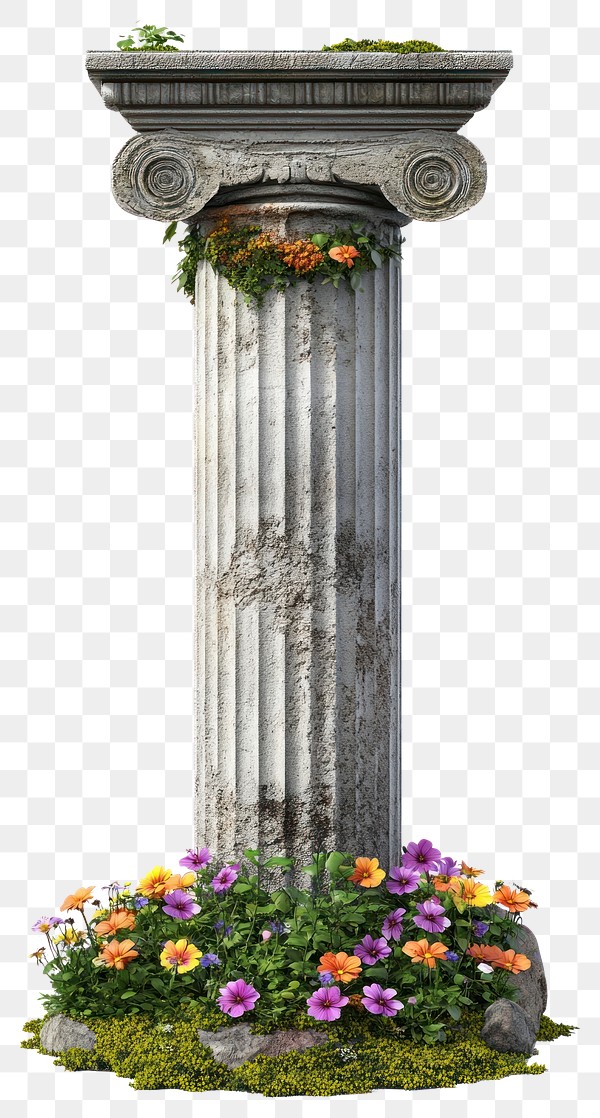 PNG Flowers pillar architecture column | Free PNG - rawpixel