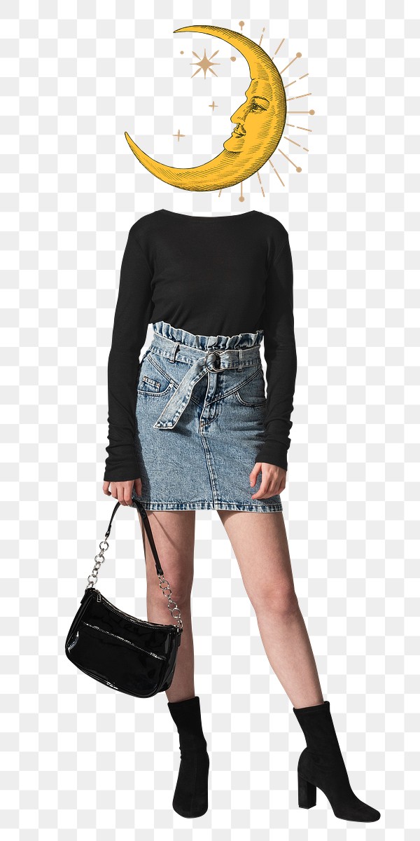 Crescent moon head png woman | Premium PNG - rawpixel