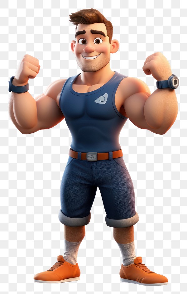 PNG Cartoon determination bodybuilding bodybuilder. | Premium PNG ...
