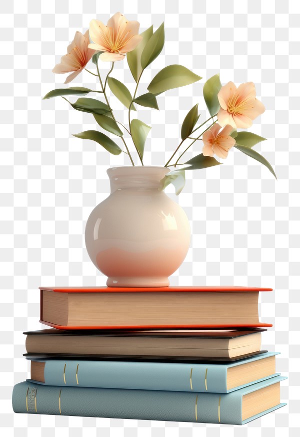 PNG Flower vase book publication. | Free PNG - rawpixel