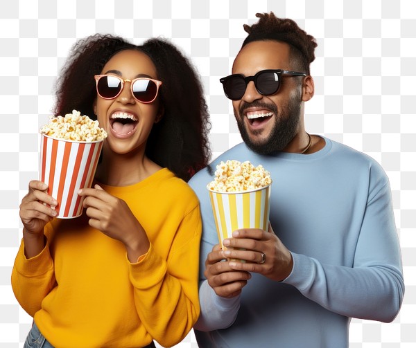 PNG Laughing popcorn glasses togetherness. | Premium PNG - rawpixel