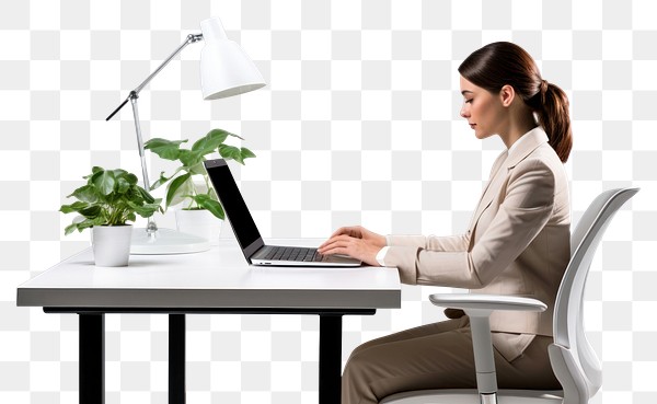 PNG Working woman computer sitting | Free PNG - rawpixel