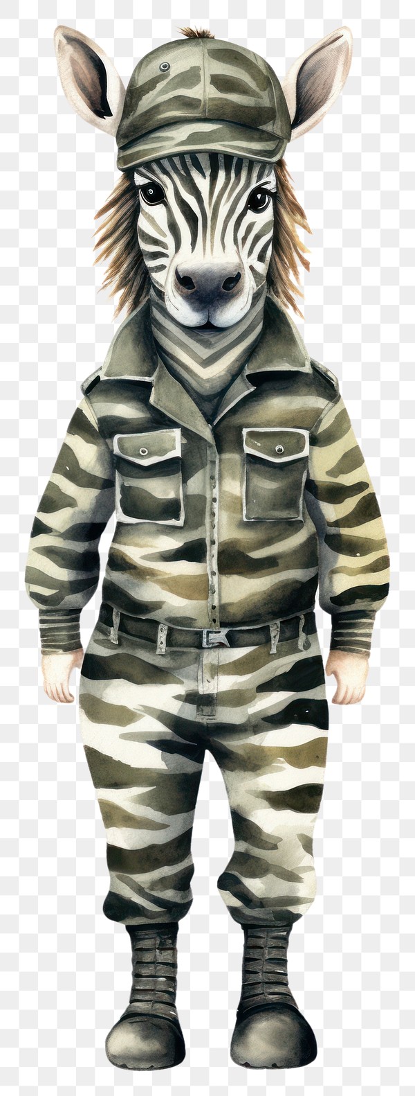 PNG Zebra wearing army costume | Premium PNG - rawpixel
