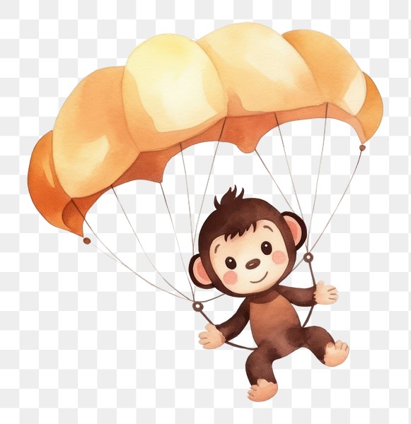 PNG Monkey parachuting parachute cartoon | Free PNG - rawpixel