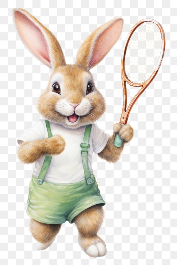 PNG Rabbit playing tennis drawing | Premium PNG - rawpixel