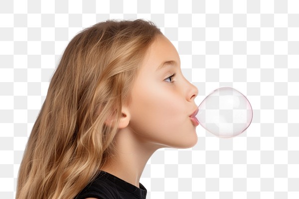 PNG blond girl blowing bubble | Premium PNG - rawpixel