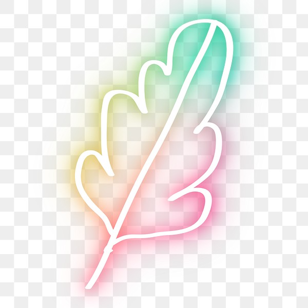 Glowing neon colorful leaf png | Premium PNG Sticker - rawpixel