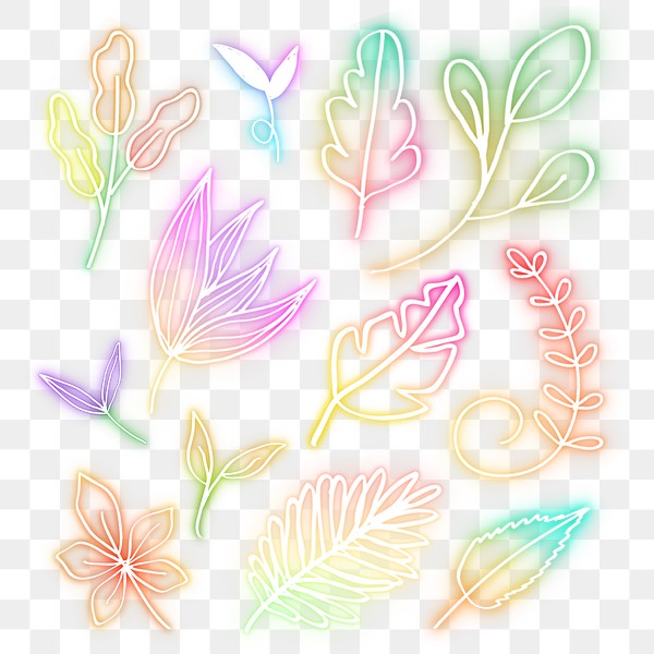 Png glowing botanical sign set | Premium PNG - rawpixel