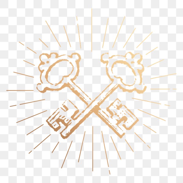 Crossed keys png sticker, gold | Free PNG Illustration - rawpixel