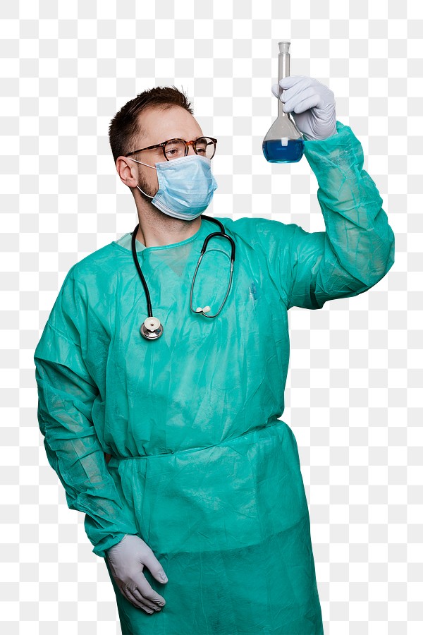 Microbiologist in a green gown | Free PNG Sticker - rawpixel