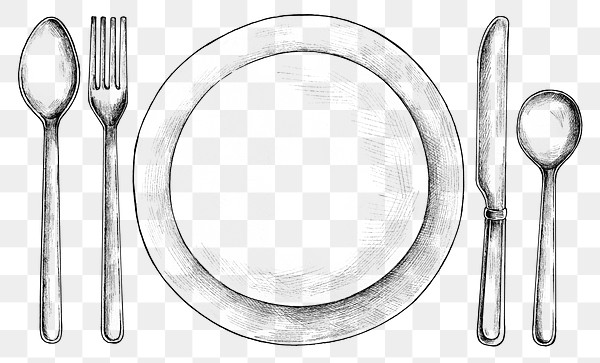Hand drawn plate and cutlery | Premium PNG Sticker - rawpixel