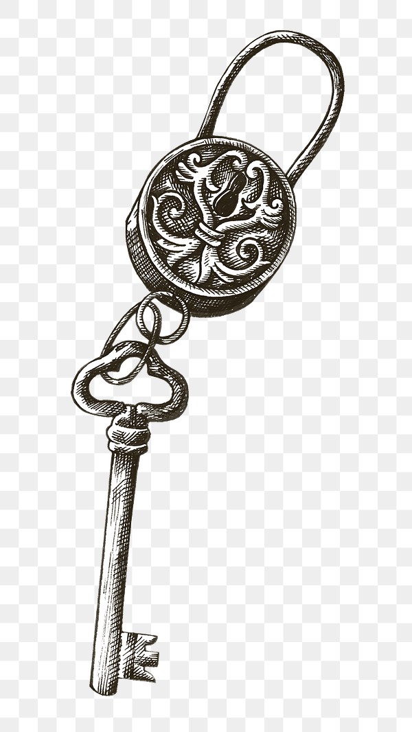 Hand drawn vintage key design | Premium PNG Sticker - rawpixel