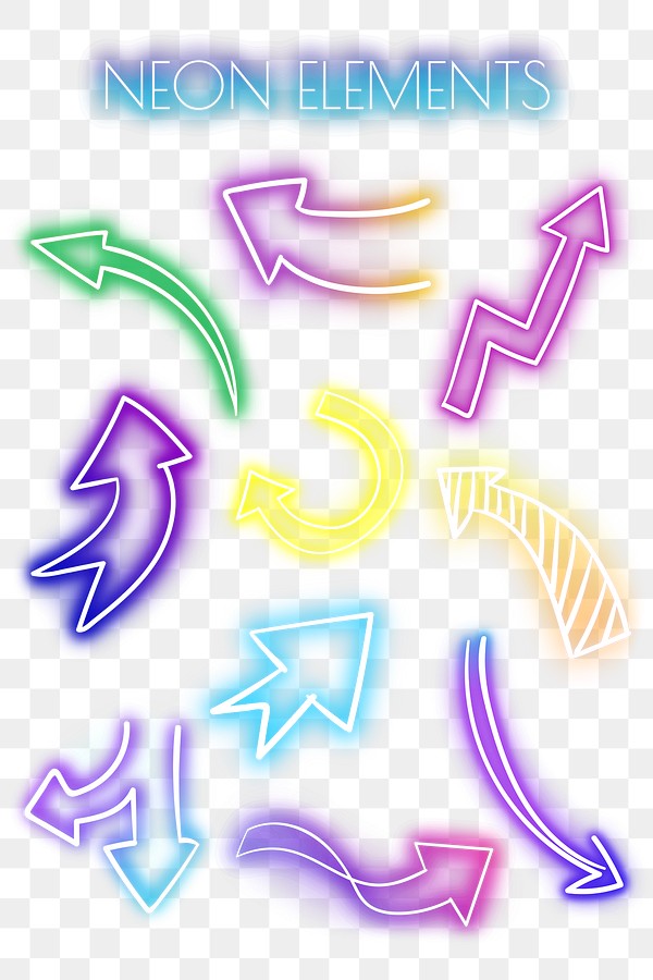 Neon arrows sign set design | Premium PNG - rawpixel