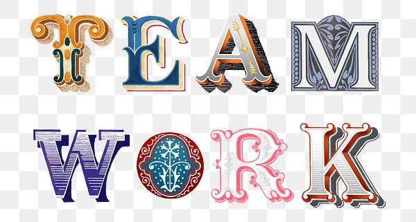 Teamwork word png ornamental font | Free PNG Sticker - rawpixel