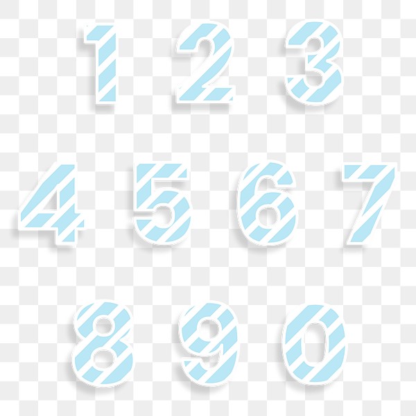 Striped numbers font png set | Premium PNG - rawpixel