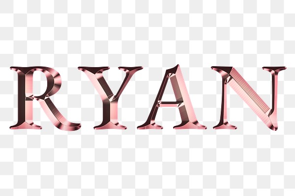 Ryan typography metallic rose gold | Premium PNG Sticker - rawpixel