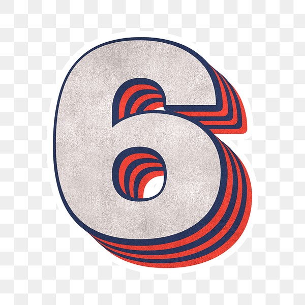 Number six layered text effect | Premium PNG Sticker - rawpixel