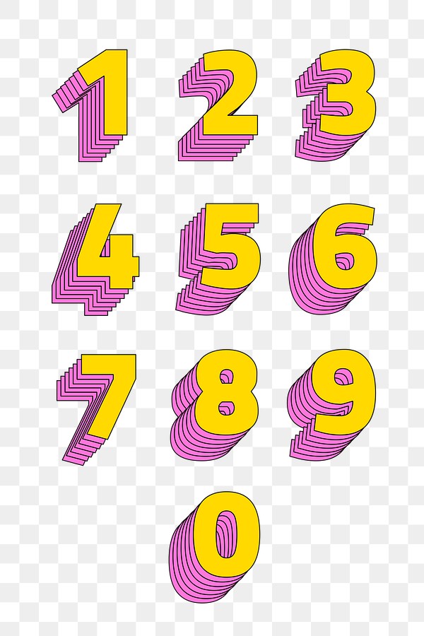 Number set layered 3d png | Premium PNG - rawpixel