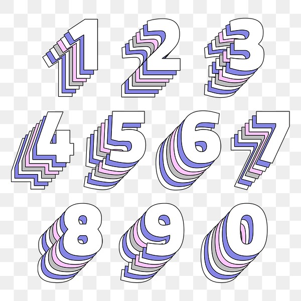 Layered number set png pastel | Premium PNG - rawpixel