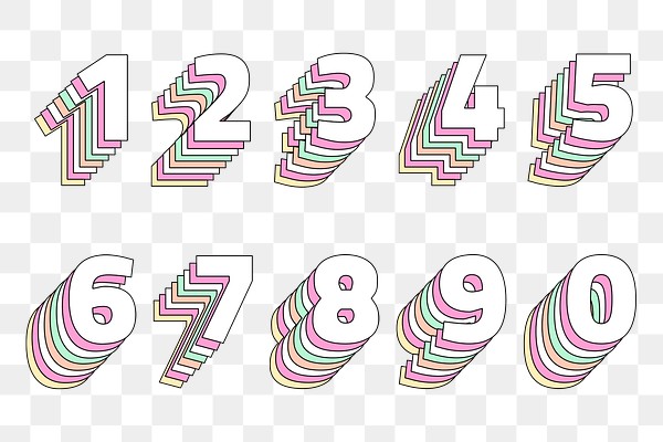 Layered number set png pastel | Premium PNG - rawpixel