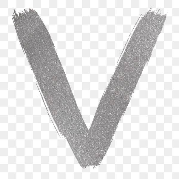 Transparent letter v silver brush | Free PNG Sticker - rawpixel