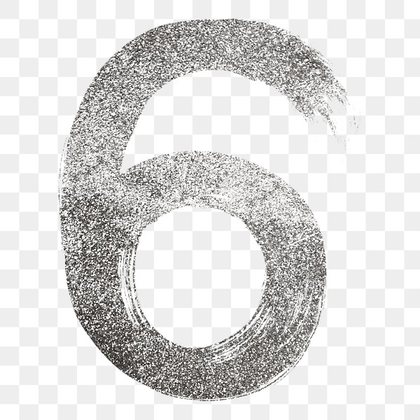 Silver glitter 6 number png | Premium PNG Sticker - rawpixel