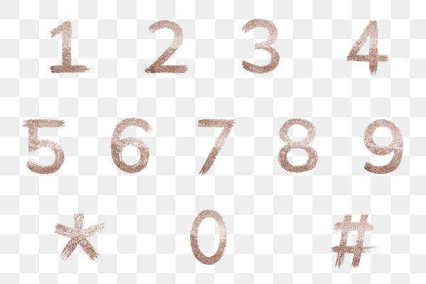Transparent painted gold rose numbers | Premium PNG - rawpixel