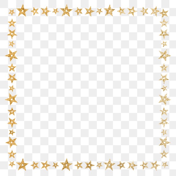 Gold sparkling star square border | Premium PNG - rawpixel