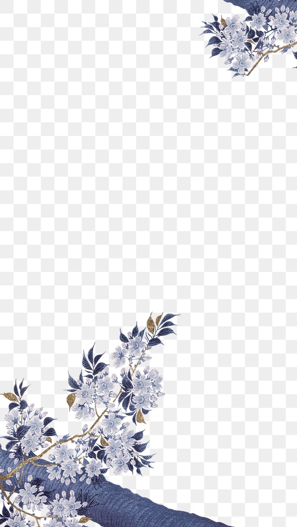 Indigo blue floral frame design | Premium PNG - rawpixel